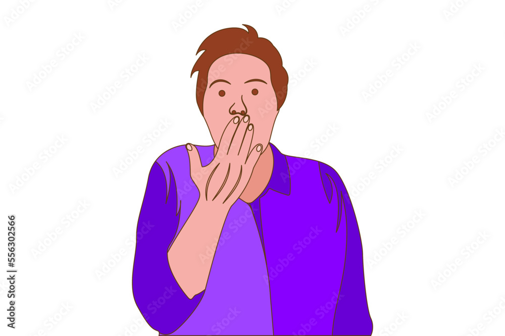 illustrator of a shocking face boy vector design flat character Stock ...