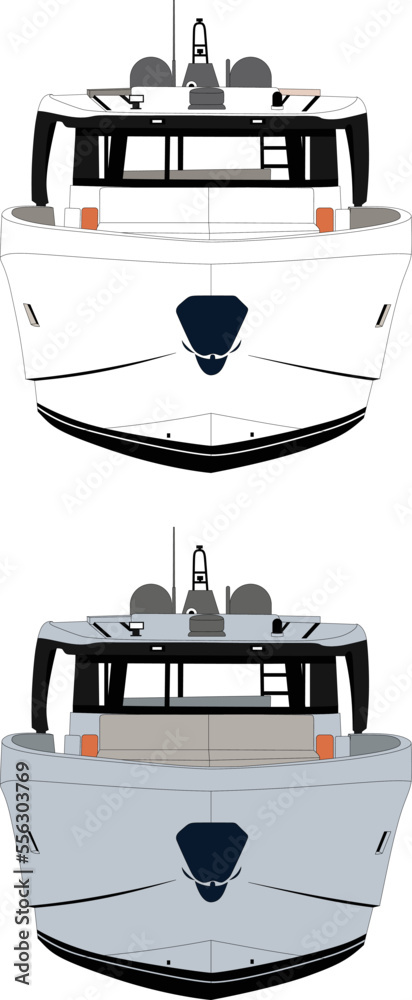 Vector illustration of front view speed boat. Stock Vector | Adobe Stock