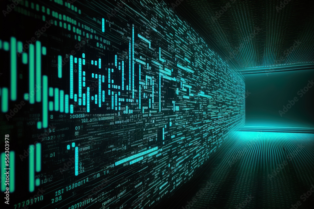 Digital Background Blue Matrix Abstract Data Notion Coding Or Hacking Concept Generative Ai 6113