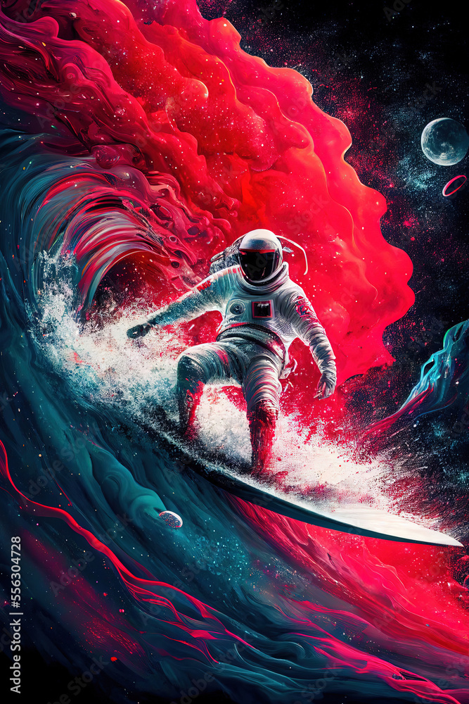 Surfing Astronaut Art