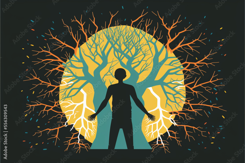 person standing in front of a tree with branches reaching out in all ...