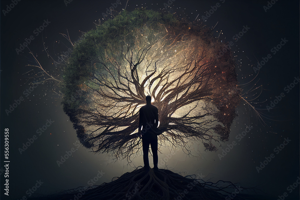 person standing in front of a tree with branches reaching out in all ...