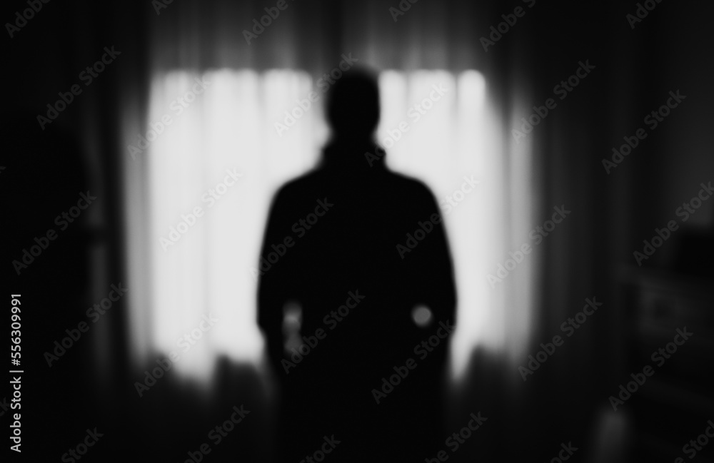 Blurry shadow in front of the window - Concept of mystery and inner ...