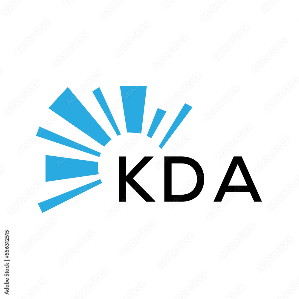KDA letter logo. KDA blue image on white background and black letter ...