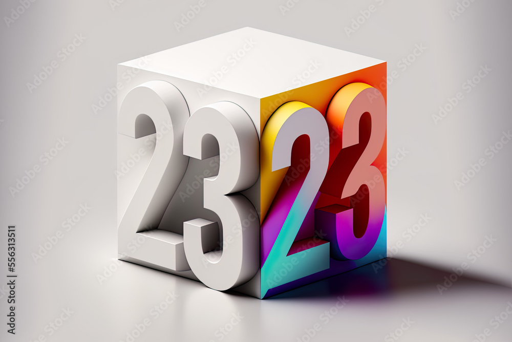 23, 2023, new year 2023, 3d on a dice, business, colors, space for your ...