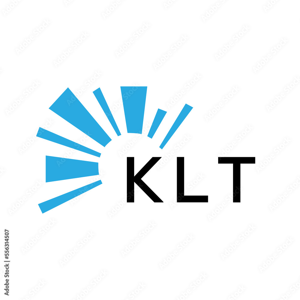 KLT letter logo. KLT blue image on white background and black letter ...