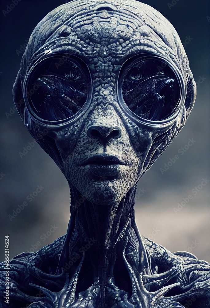 A creepy alien invader from an alien planet. The concept of an alien ...