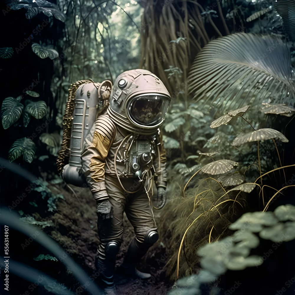 astronaut snd alien Stock Illustration | Adobe Stock