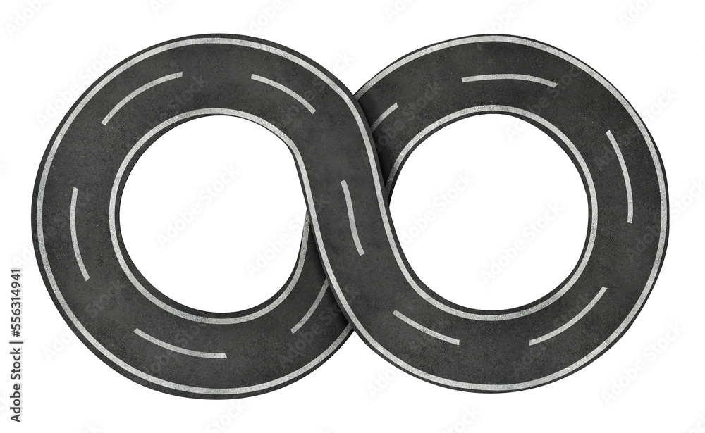 Infinity symbol shaped road on transparent background. Stock ...