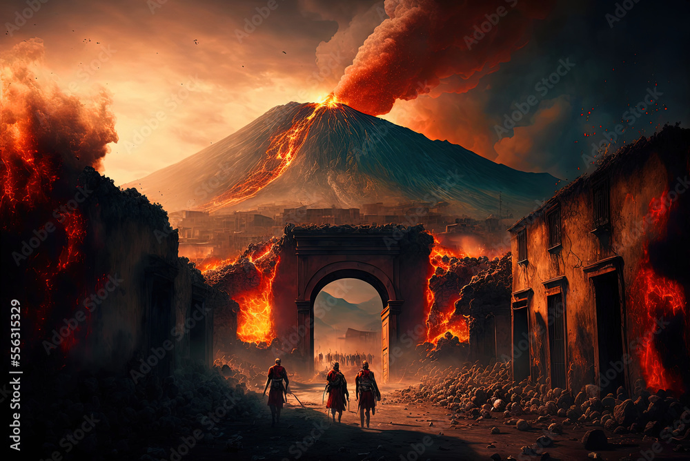 The Eruption of a Volcano in Pompeii, a Tragedy Unfolds as Homes and ...