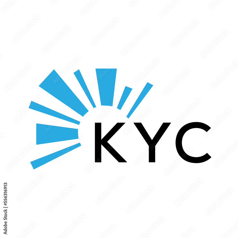 KYC letter logo. KYC blue image on white background and black letter ...