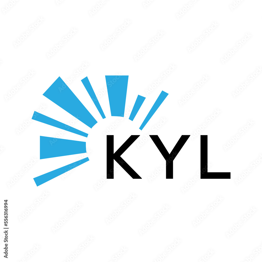 KYL letter logo. KYL blue image on white background and black letter ...
