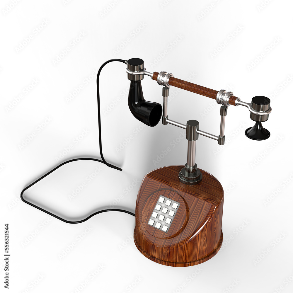 Desktop push-button telephone in art deco style. Transparent background ...