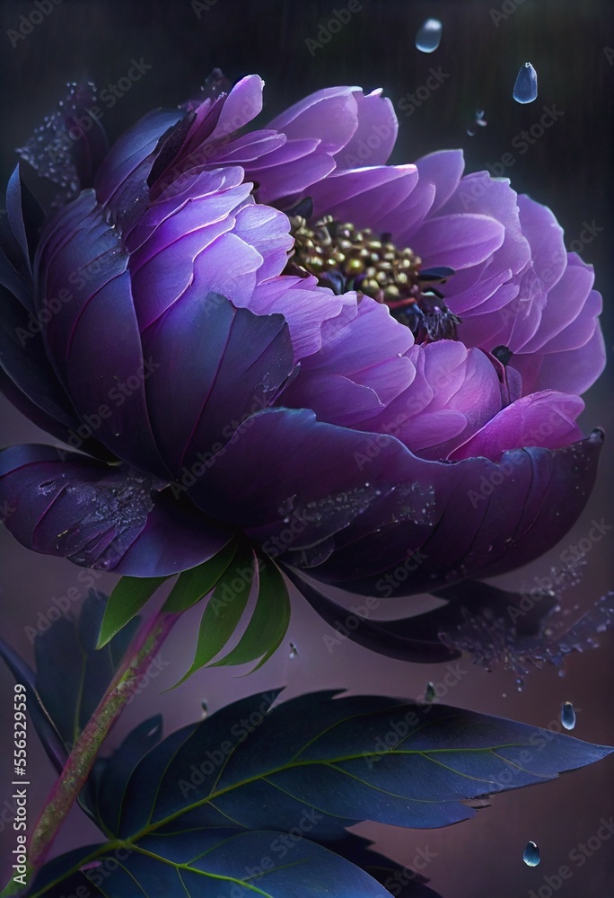 Single gentle soft purple peony flower studio lighting, generative ai ...