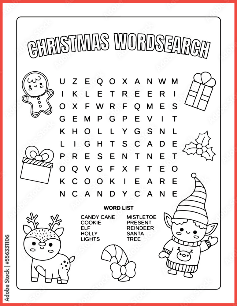 Holiday word search puzzle, Christmas word puzzle. Christmas activity ...
