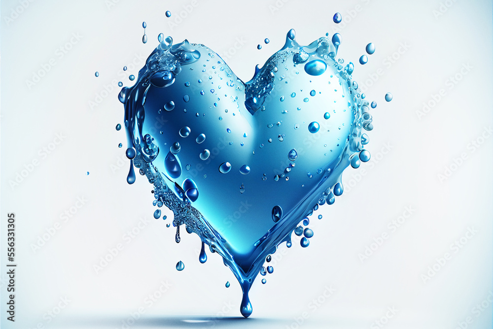 Liquid heart - symbol of love. Heart made purified transparent water on ...