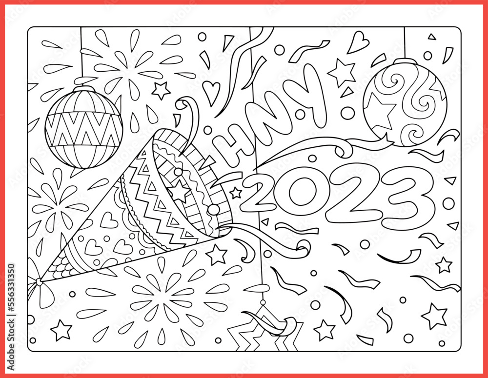Christmas celebration, happy new year coloring page. Coloring Page for ...