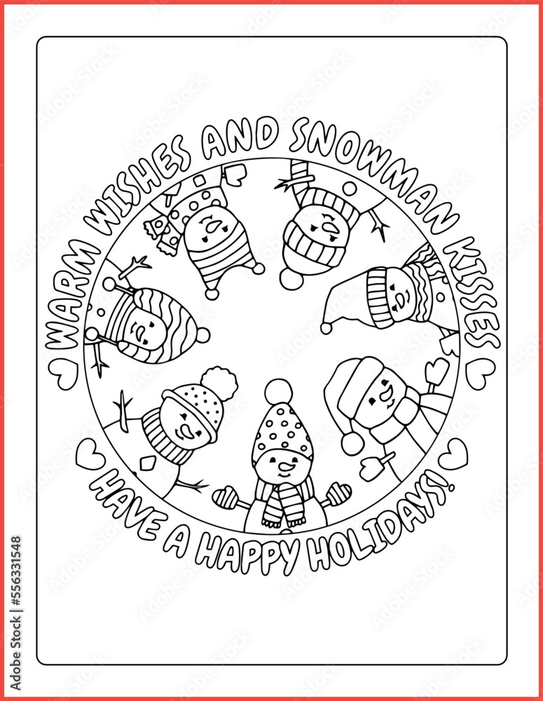 Snowman, Happy Holidays Coloring Page. Coloring Page with Snowman and ...