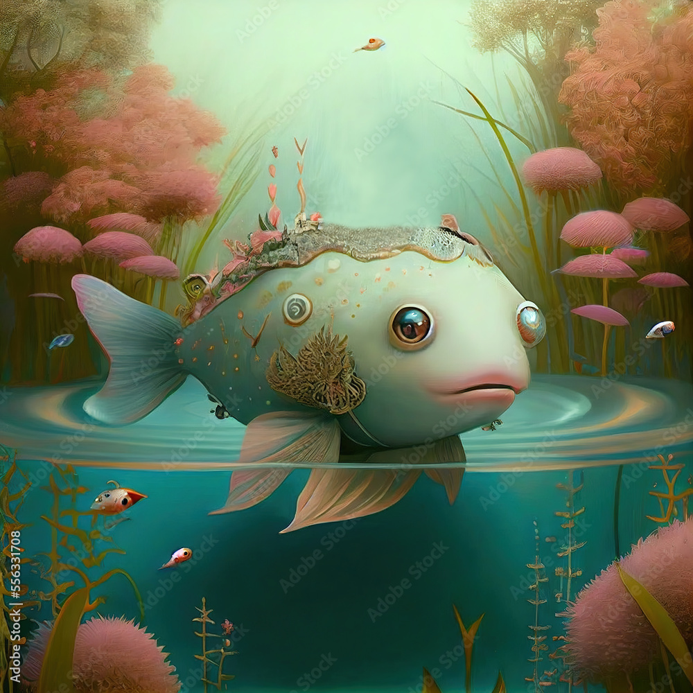 Generative AI: strange fish Stock Illustration | Adobe Stock