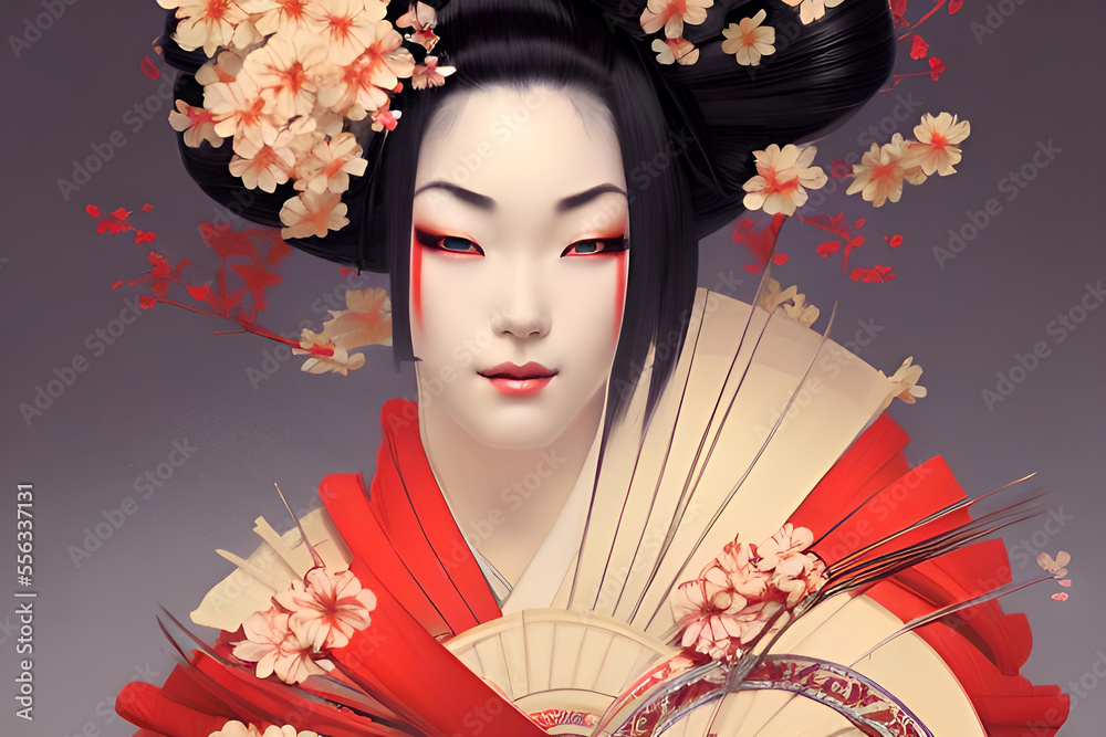 fictional and unreal character of a iamginative japanese geisha woman ...