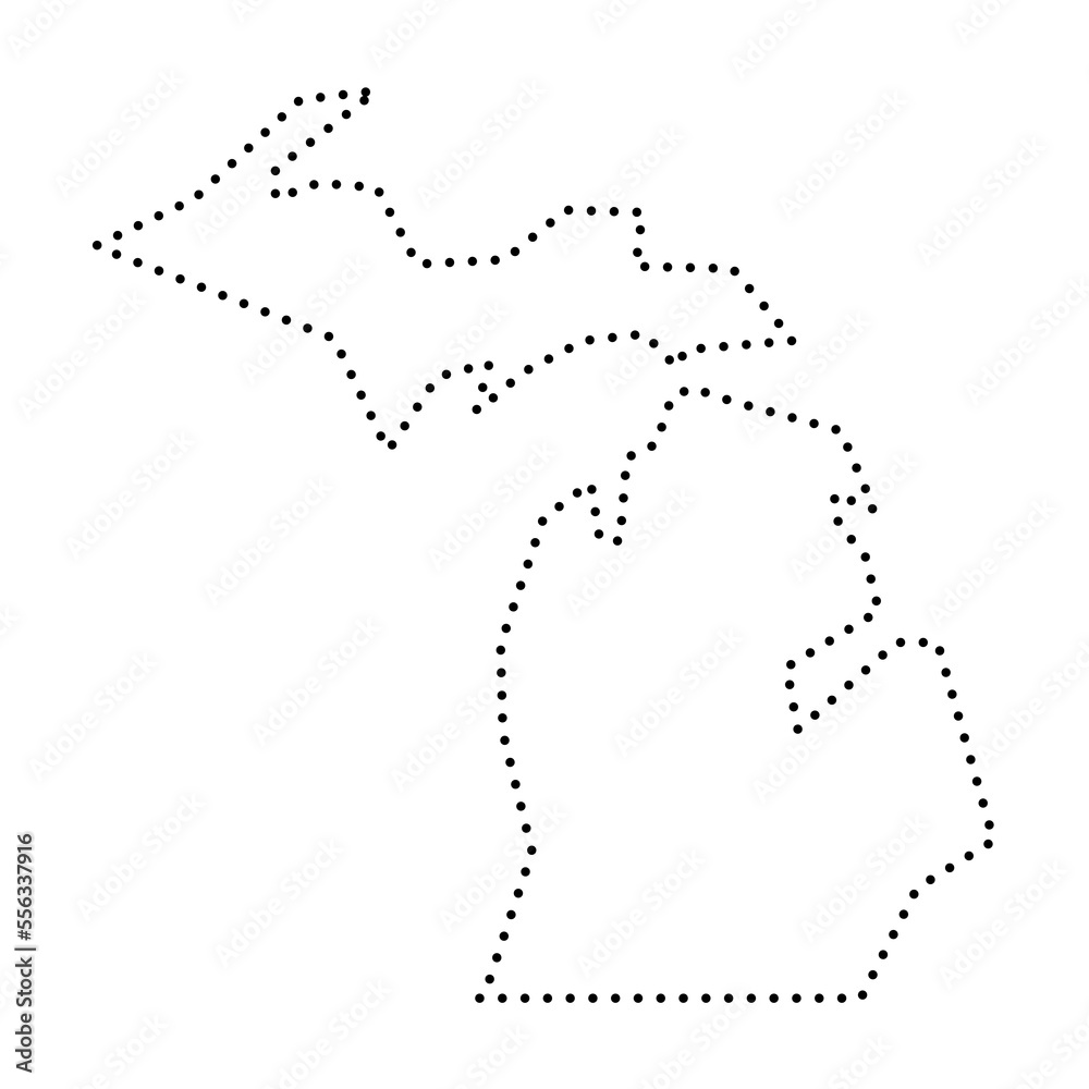 Michigan state of United States of America, USA. Simplified thick black ...