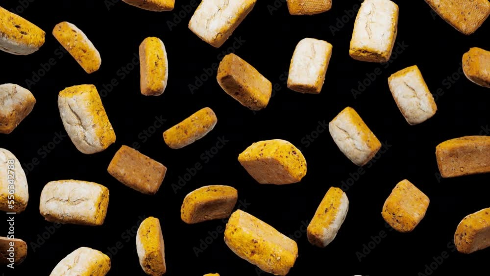 Looping animation featuring a cloud of Bread Rolls floating in place on ...