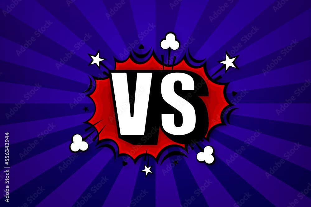 Versus Battle pop art background template for cartoon comic book page ...