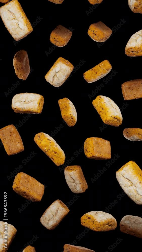 Vertically composed looping animation featuring a cloud of Bread Rolls ...