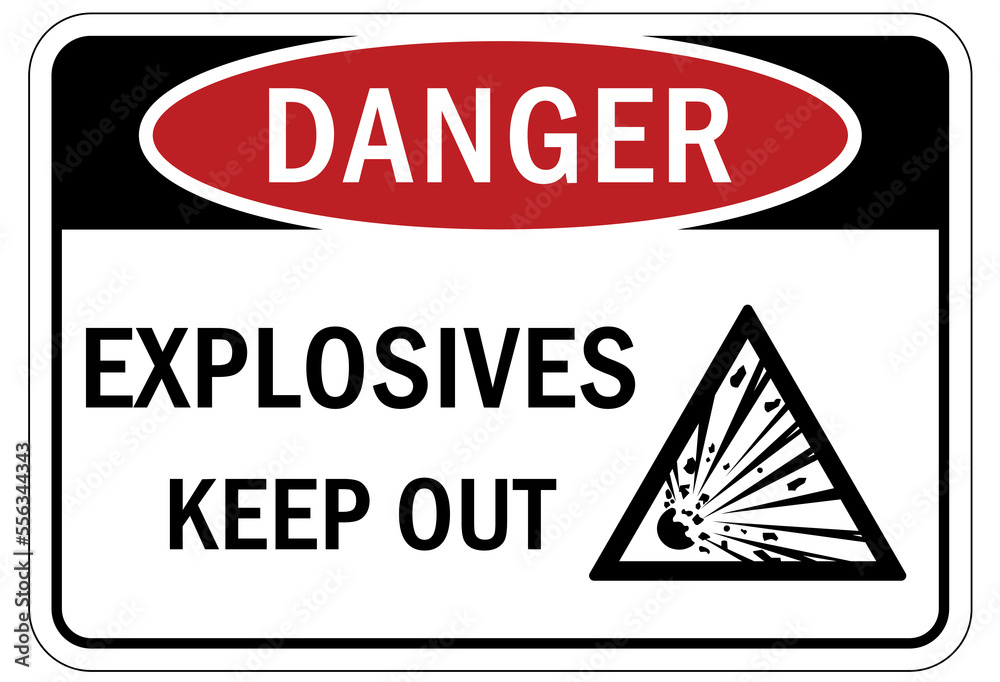 Explosive material warning sign and labels keep out Stock Vector ...