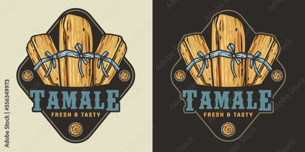 Tamale vector with corn leaves for logo or emblem. Traditional latin ...