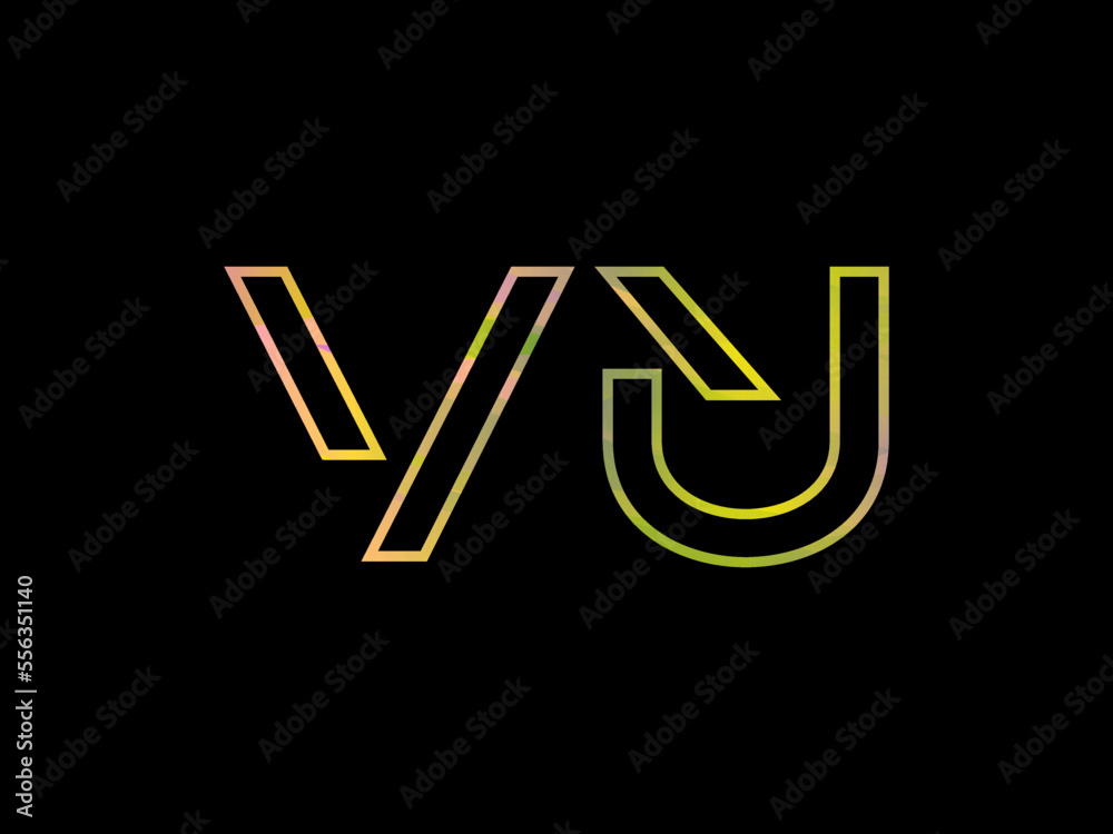 VU Letter Logo With Colorful Rainbow Texture Vector Stock Vector ...