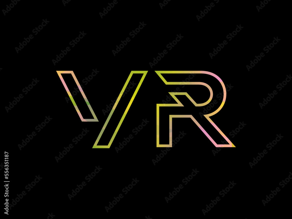 VR Letter Logo With Colorful Rainbow Texture Vector Stock Vector ...