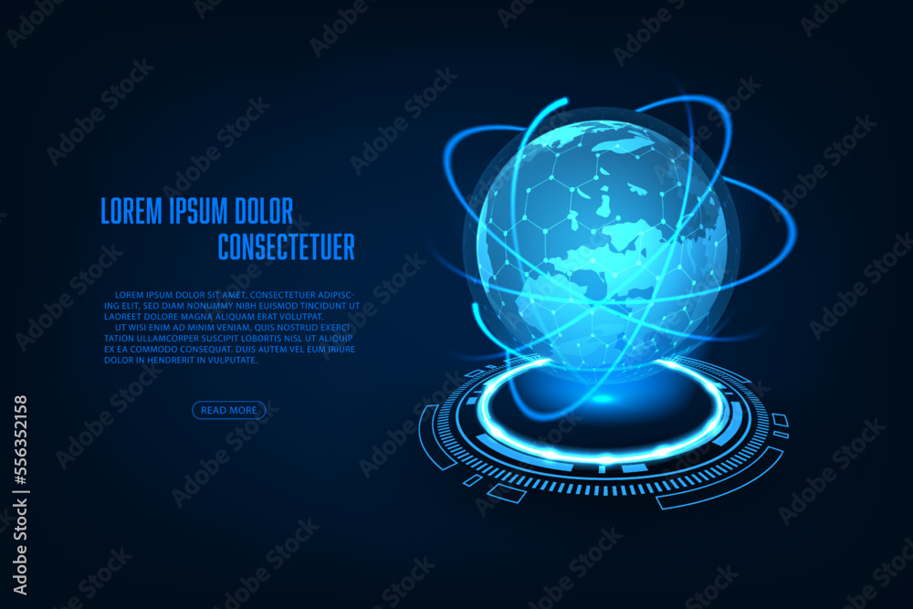 Vector global network connection concept. World map abstract technology background. Stock ...