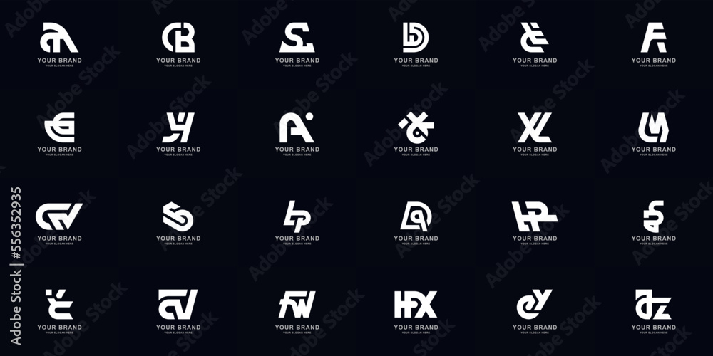 Collection full set abstract combine letter a - z monogram logo design ...