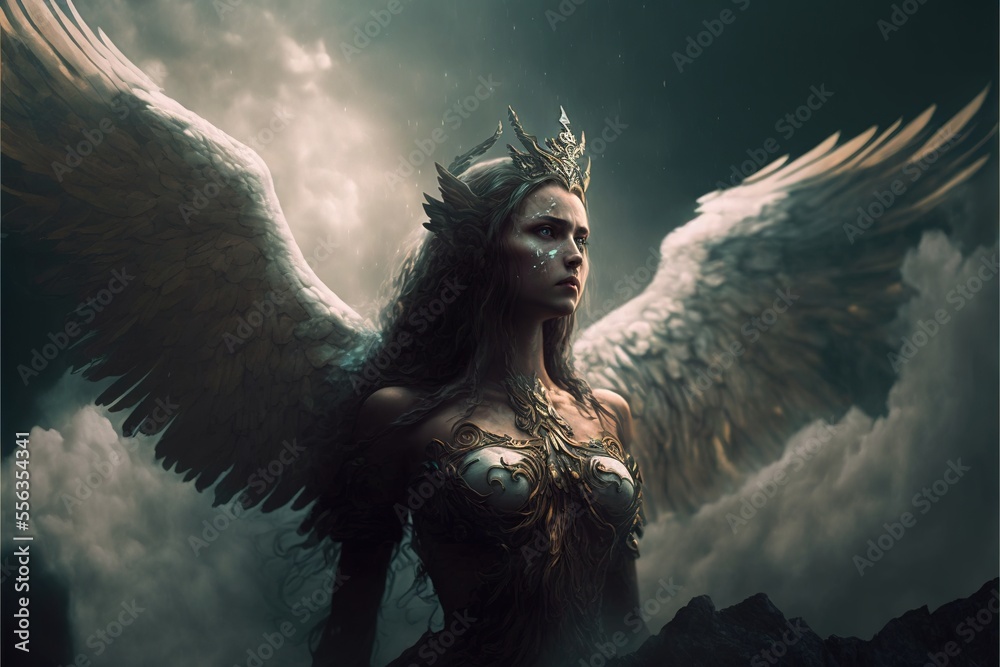 "Glorious AI Generated Young Beautiful Female Angel Illustration for ...