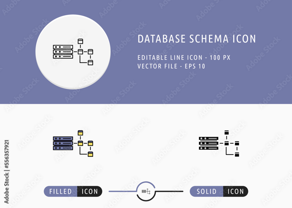 Database Schema Icon Isolated on White Background. Data Analysis System ...