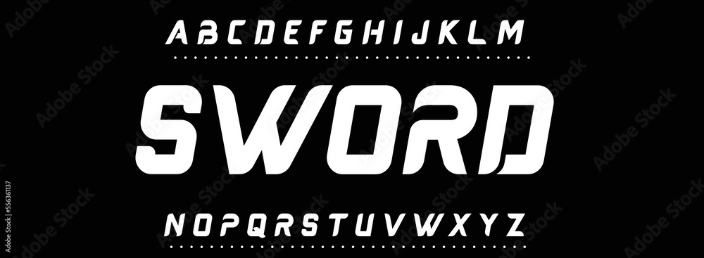 Vetor de SWORD Elegant alphabet letters font and number. Classic ...
