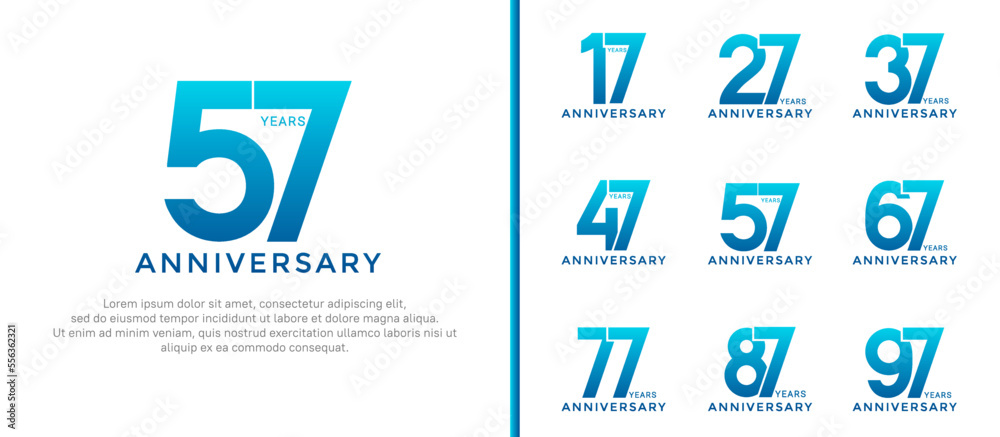 set of anniversary logo style blue color on white background for ...
