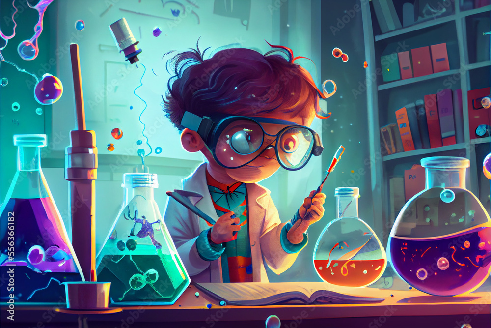 Cartoon National Science Day February 28 realistic rendering 3D Stock ...