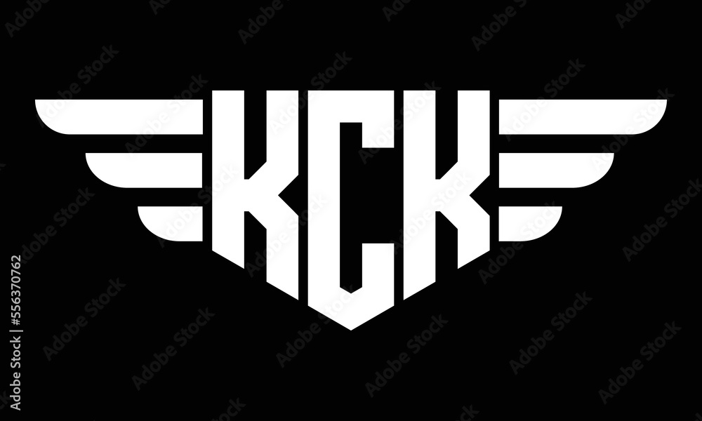 KCK three letter logo, creative wings shape logo design vector template ...