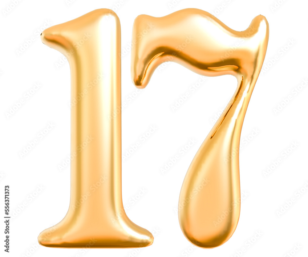 3d gold modern number 17 Stock Illustration | Adobe Stock