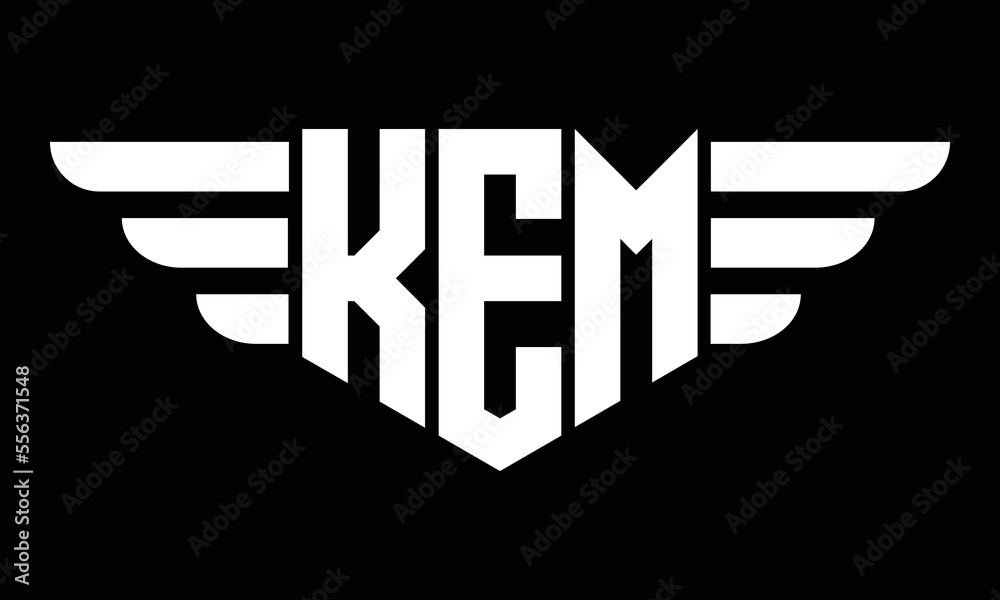 KEM three letter logo, creative wings shape logo design vector template ...