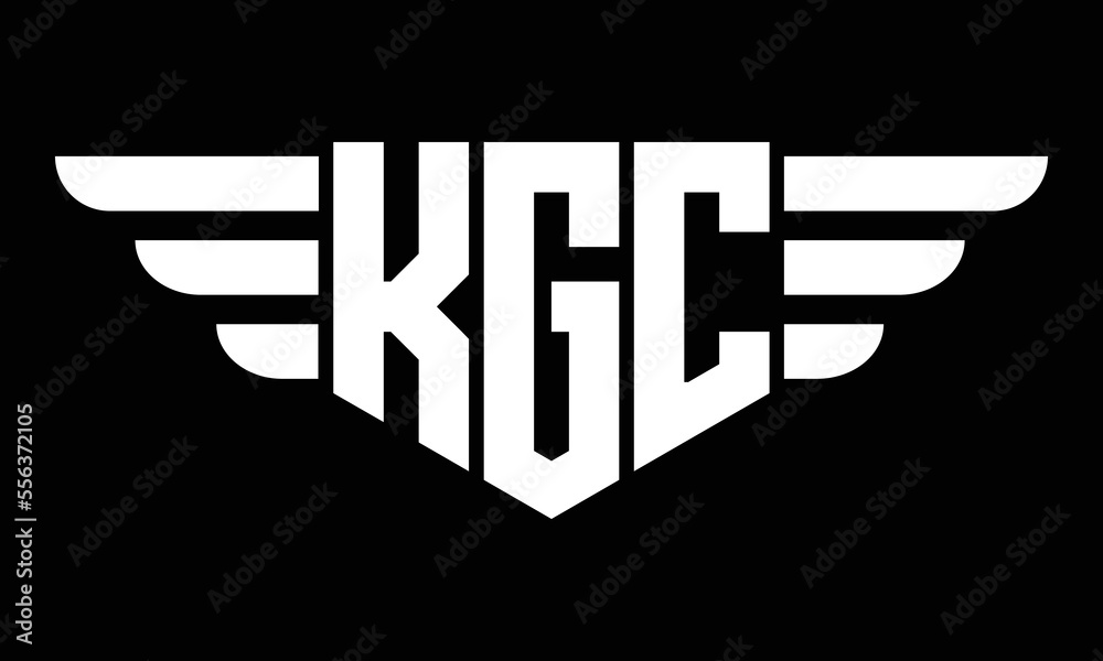 KGC three letter logo, creative wings shape logo design vector template ...