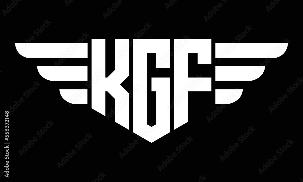 KGF three letter logo, creative wings shape logo design vector template ...