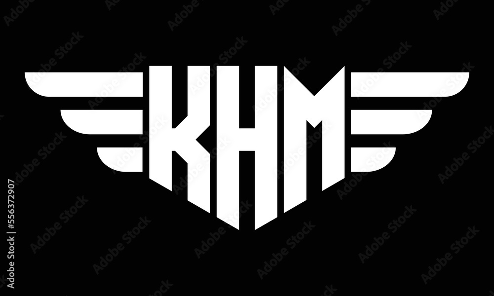KHM three letter logo, creative wings shape logo design vector template. letter mark, wordmark ...