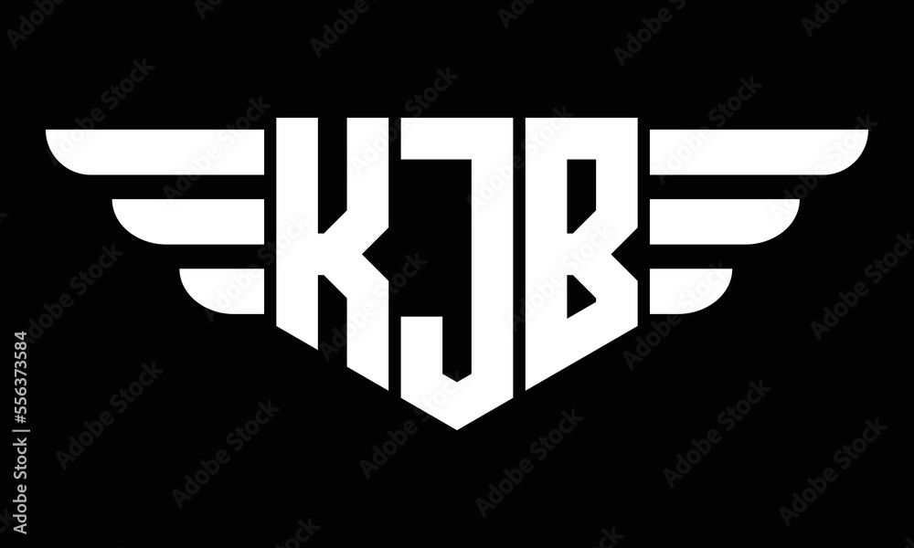 KJB three letter logo, creative wings shape logo design vector template ...
