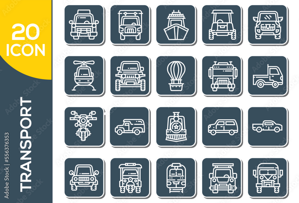 Rail transport Icons, Monoline concept The icons.train and railways ...