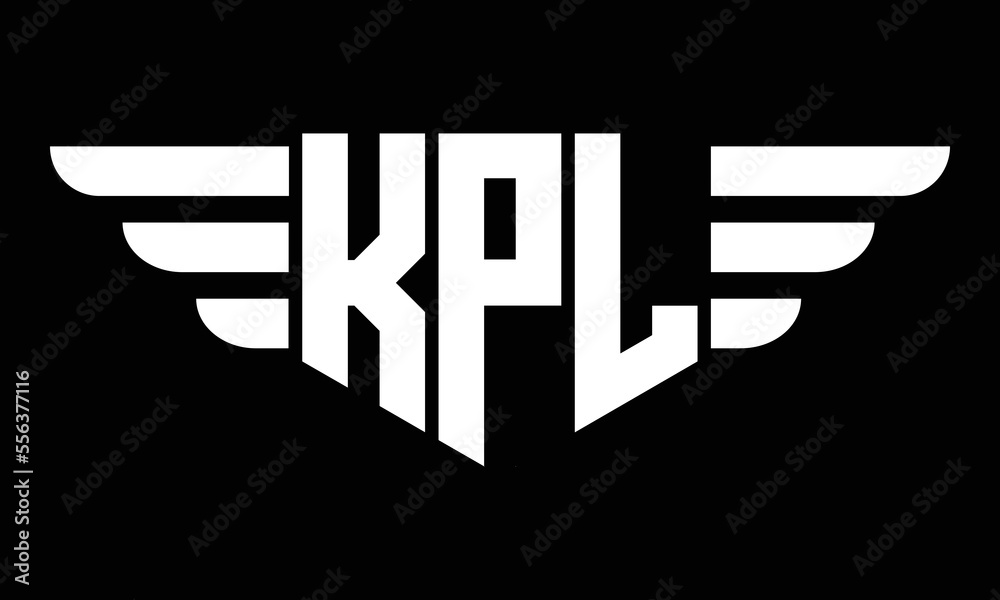 KPL three letter logo, creative wings shape logo design vector template ...