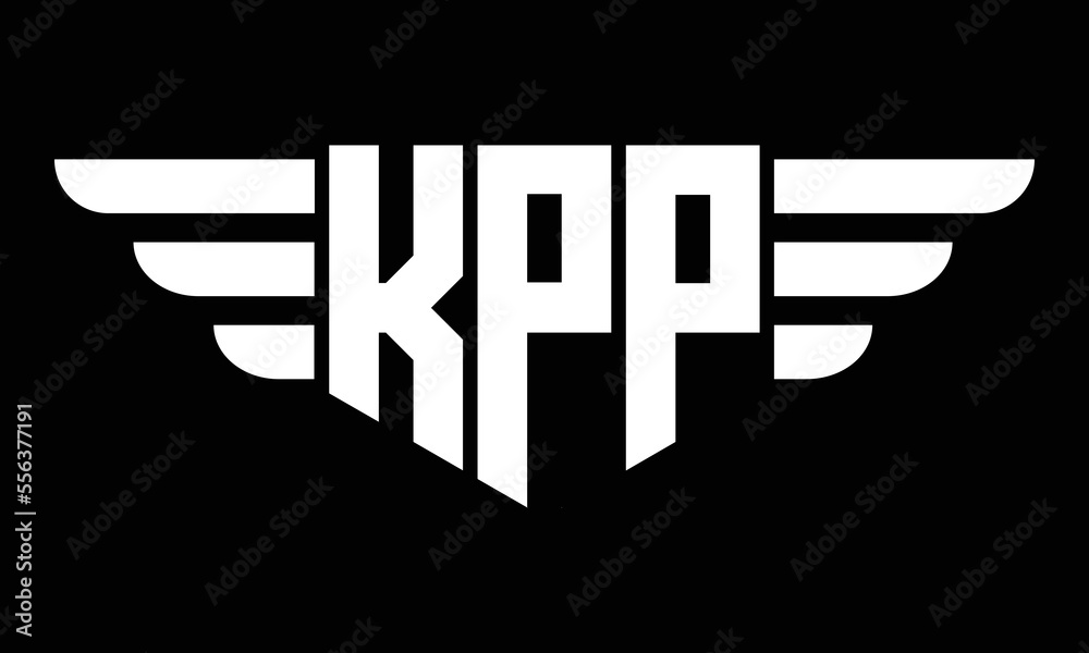 KPP three letter logo, creative wings shape logo design vector template ...