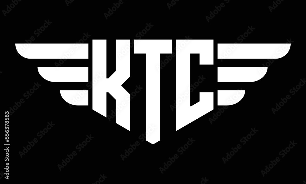 KTC three letter logo, creative wings shape logo design vector template ...